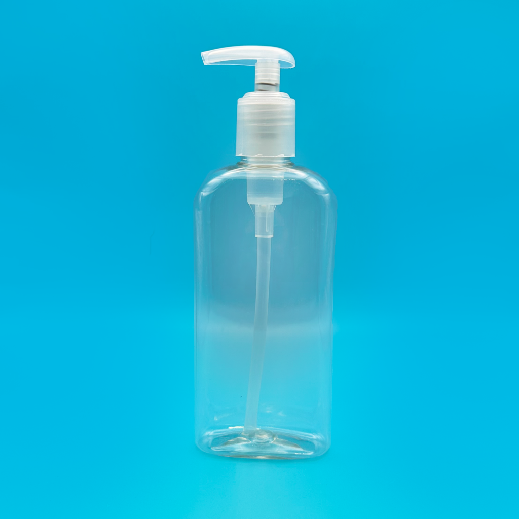 Empty Oval 250ml Bottle With Pump Action Dispenser